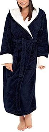 ORANDESIGNE Chemise de Nuit Femme Robe de Chambre en Peluche à Capuche Manche Longue Peignoir Polaire Chaud Couleur Unie Grande Taille Extra Long Luxe Super Doux 