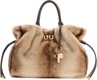 Guess sac &agrave; main sac &agrave; &eacute;paule bandouli&egrave;re Mavis Satchel Espresso Multi beige