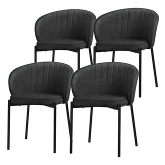 ML Design ML-Design Esszimmerst&uuml;hle 4er Set Anthrazit, K&uuml;chenst&uuml;hle mit Stoffbezug & Metallbeinen, Wohnzimmerstuhl mit R&uuml;ckenlehne, Polsterst&uuml;hle f&uuml;r Esszimmer 