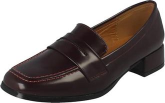 Spot On F9R0155 Mocassins à talons bas pour femme, rouge bordeaux, 39 EU