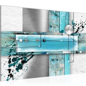 Runa Art Bild Abstrakt Modern Wandbilder Wohnzimmer 1 Teilig - Made In Germany - Perlen Grau T&uuml;rkis Flur 107815a