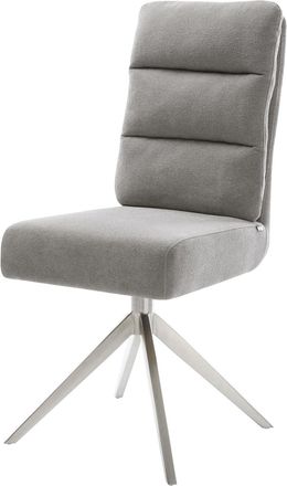 DELIFE Esszimmerstuhl Pela-Flex Kreuzgestell breit Edelstahl Strukturstoff Soft Grau 360&deg; drehbar Wippfunktion Taschenfederkern