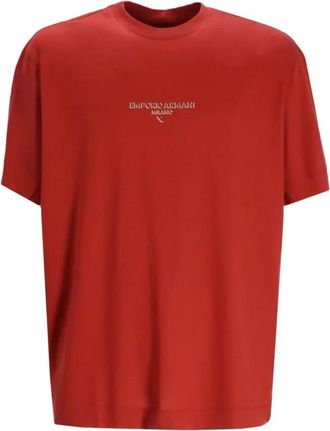 Emporio Armani Homme, Tops, Rouge, Taille: 2XL T-shirt en Lyocell et Coton