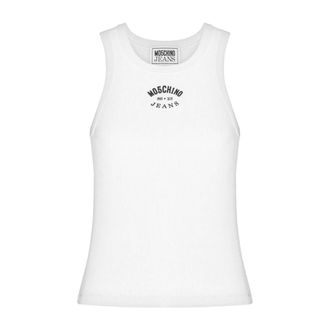 Moschino Femme, Tops, Blanc, Taille: 36 FR D&eacute;bardeur Logo