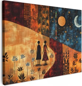 MuchoWow &copy; Bilder 70x50 cm Wohnzimmer Deko Modern Wandbild Kunstdruck auf Leinwand Bild Schlafzimmer &uuml;ber Bett Room Decor Geschenke Silhouetten - Abstrakt - So