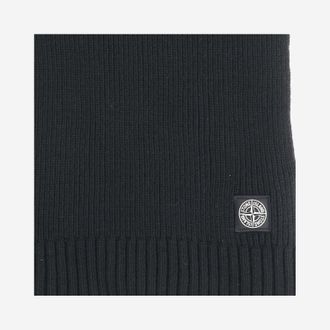 Stone Island Boys Wool Blend Scarf With Logo Black Scarfs
