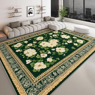 Generic Tapis Lavable &agrave; Poils Courts, Tapis Antid&eacute;rapant Doux &Eacute;l&eacute;gant Floral Vibrant Art pour Salon Salle &agrave; Manger Chambre &agrave; Coucher et Bureau - D&eacute;coration Ma