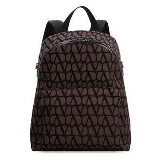 Valentino Garavani Homme, Sacs, Brun, Taille: ONE Size Toile Iconographe Fabric Backpack