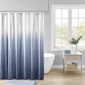 Madison Park Ara Badezimmer-Duschvorhang, Seersucker-Ombre-Design, modern, Privatsphäre, 183 x 183 cm, Blau