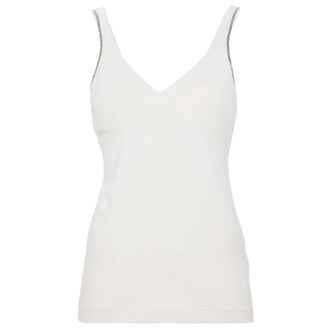Brunello Cucinelli Monili Ketten-Top - - Tops - Damen - Wei&szlig; - M