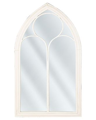 Beliani Romantischer Wandspiegel in Wei&szlig; Fensteroptik 62 x 113 cm Trelly