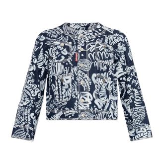 Dsquared2 Femme, Vestes, Bleu, Taille: 32 FR Veste en jean avec imprim&eacute;