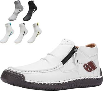 Generic Bottes de conduite &agrave; enfiler en cuir de qualit&eacute; sup&eacute;rieure pour homme - Fermeture &eacute;clair lat&eacute;rale antid&eacute;rapante - Bout large - Pour la randonn&eacute;e, la m