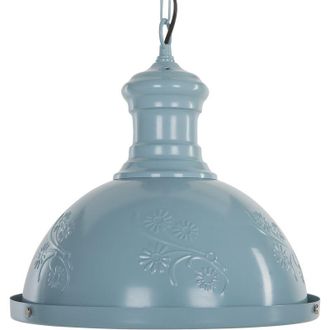 Beliani Lampe Suspension Industrielle en M&eacute;tal Bleu E27 40W pour &Eacute;clairage de Cuisine ou Salle &agrave; Manger au Design R&eacute;tro Vintage et Urbain Beliani