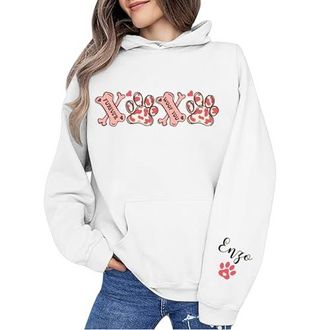 Generic Sweatshirt imprim&eacute; chien Saint-Valentin 2026 amoureux maman papa, blanc, XXL