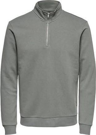 Only & Sons Onsceres Demi-Zip Sweat, Castor Gray, XL