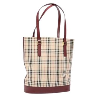 Burberry Pre-owned Toile sacs-main - Femme - Pre-owned - Beige - Taille: ONE Size