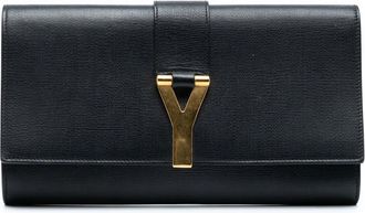 Saint Laurent Clutches - Leather Chyc Ligne Clutch - Gr. unisize - in Schwarz - f&uuml;r Damen