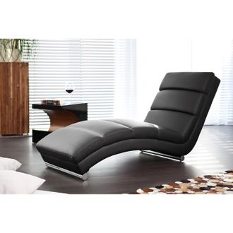 Loftscape home24 Relaxliege Bubblegum Schwarz/Schwarz Material: Metall, Kunstleder Metallart: Chrom Oberfläche Metall: Verchromt 60 x 81 x 171cm