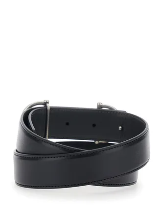 Gucci Mens Belt With Horsebit, Black Leather Calf