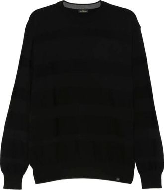Paul & Shark Homme, Pulls, Noir, Taille: L Pull Ray&eacute; &agrave; Col Rond