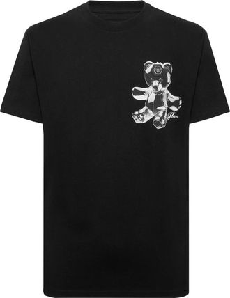 Philipp Plein Homme, Tops, Noir, Taille: 2XL Teddy Glass T-Shirt