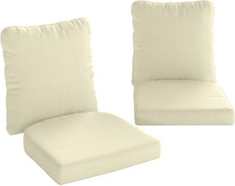OUTSUNNY Lot de 2 coussins galettes assise dossier de chaises fauteuils de jardin polyester blanc cass&eacute;