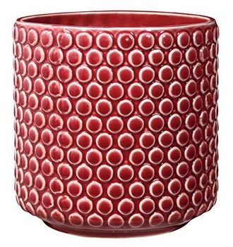Bloomingville Pot de Fleur Dot - Pots de Fleurs décoratifs Couleur pour intérieur Style rétro créatif M (15,5 cm ø), Rouge, Céramique