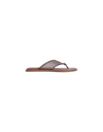 Calvin Klein Carla - Zehenstegsandalen aus Netzstoff in der Farbe Pfefferkorn mit eckiger Zehenpartie-Grau