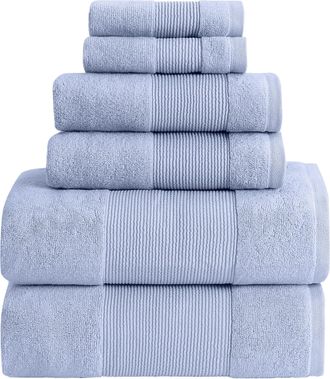 Modern Threads Air Cloud 6-teiliges Handtuch-Set, 100% Baumwolle, 500 g/m&sup2;, schnell trocknend und Pl&uuml;sch, Blau