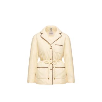 Moncler Moncler Tieche Belted Mid-length Down Jacket, Women, Beige, Size: 1