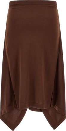 Christophe Lemaire Asymmetrical Wool Blend Skirt - Brown