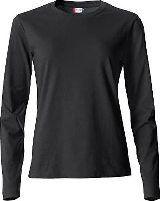 Clique T-shirt à manches longues col rond pour femme Basic-T L/S Mesdames en coton jersey coupe slim-fit en différentes tailles et couleurs, Noir, XX-Large