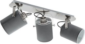 Eglo Deckenlampe Villabate, 3 flammige Textil Deckenleuchte, Deckenspot aus Stahl, Stoff, Farbe: Nickel matt, grau, Fassung: E27