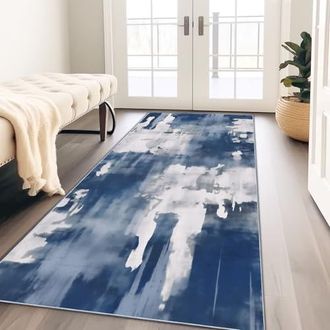 Generic Tapis de Couloir Long 65 x 240 cm Tapis de Passage Lavable Antid&eacute;rapant Doux Abstrait Moderne Tachet&eacute; Blocs de Couleurs Tapis pour Buanderie Cuisine C