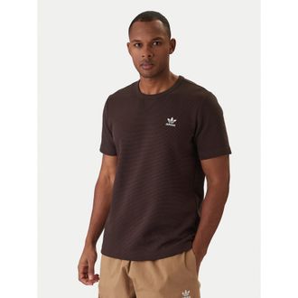 adidas T-Shirt Trefoil Essentials Waffle KE1136 Braun Regular Fit