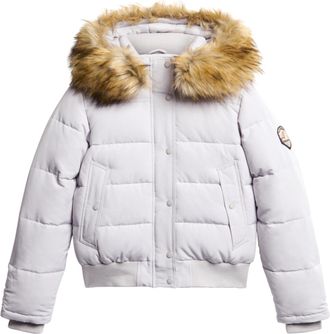 Superdry Damen Everest Kapuzen-Bomberjacke Mondlicht Grau 42