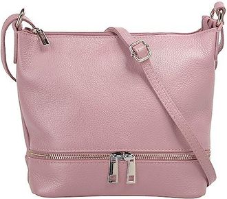 Cluty Sac &agrave; bandouli&egrave;re Femme cuir v&eacute;ritable | Fabriqu&eacute; en Italie, bandouli&egrave;re r&eacute;glable, sac &agrave; main avec fermetures &eacute;clair, fond renforc&eacute; 020960