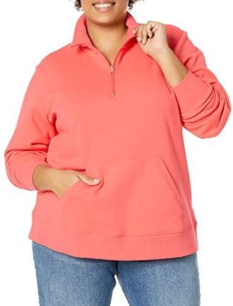 Amazon Essentials Haut à Fermeture éclair en Polaire à Manches Longues (Disponible en Grande Taille) Femme, Rose Vif, 6XL Grande Taille