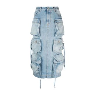 The Attico Hellblauer Denim Cargo Rock - - Skirts - Damen - Blau - W26
