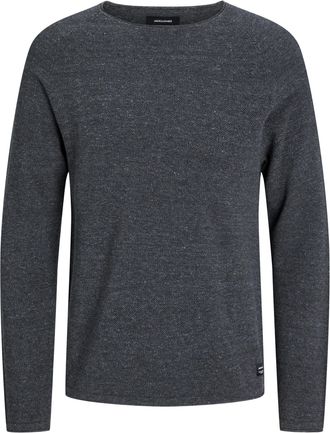 Jack & Jones Herren Strickpullover Rundhals Basic Langarm Sweater Baumwolle Shirt JJEHILL, Farben:Dunkelgrau,Größe Pullover:XXL