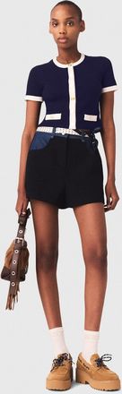 Maje Kurzer Cardigan Mit Kontrastdetails - Grau - Maje