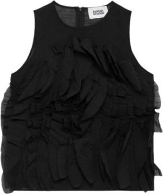 Alpha Studio Femme, Tops, Noir, Taille: 42 FR Canotta ruches
