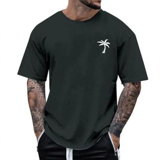 ORANDESIGNE Homme Oversize T-Shirt Col Rond Manches Courtes Basique Imprim&eacute; Tee Shirt Manche Courte Top Basic Shirt Crew Neck Hip Hop Gar&ccedil;ons Streetwear E Gris Fo