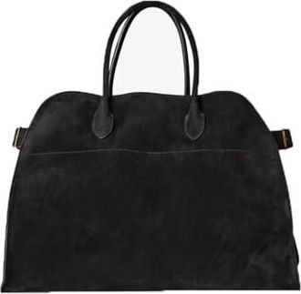 Generic Sac cabas pour femme en daim de luxe - Grand sac &agrave; main inspir&eacute; des cr&eacute;ateurs - Sac de travail tendance avec poign&eacute;e sup&eacute;rieure - Marron/Noir