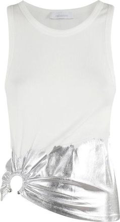 Paco Rabanne Femme, Tops, Blanc, Taille: 42 FR D&eacute;bardeur c&ocirc;tel&eacute; extensible blanc