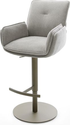 DELIFE Barstuhl Nela-Flex Strukturstoff Soft Grau Drehfu&szlig; h&ouml;henverstellbar Metall Titanfarben, Barst&uuml;hle