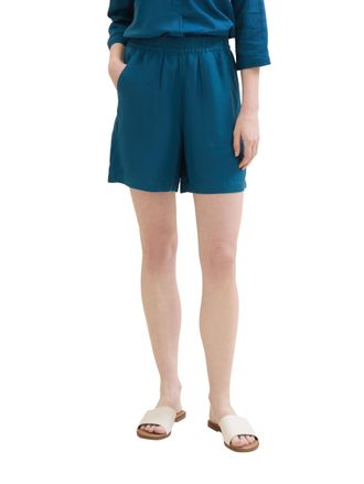 Tom Tailor Damen Bermuda Leinen Shorts, Moss Blue, 36