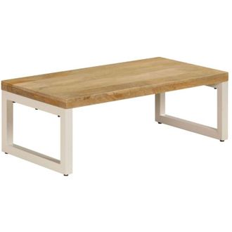 vidaXL Table basse 100x50x35 cm Bois de manguier solide et acier vidaXL