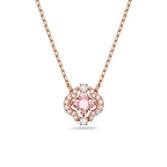 Swarovski Collier Una, Trèfle à quatre feuilles, Rose, Placage de ton or rosé